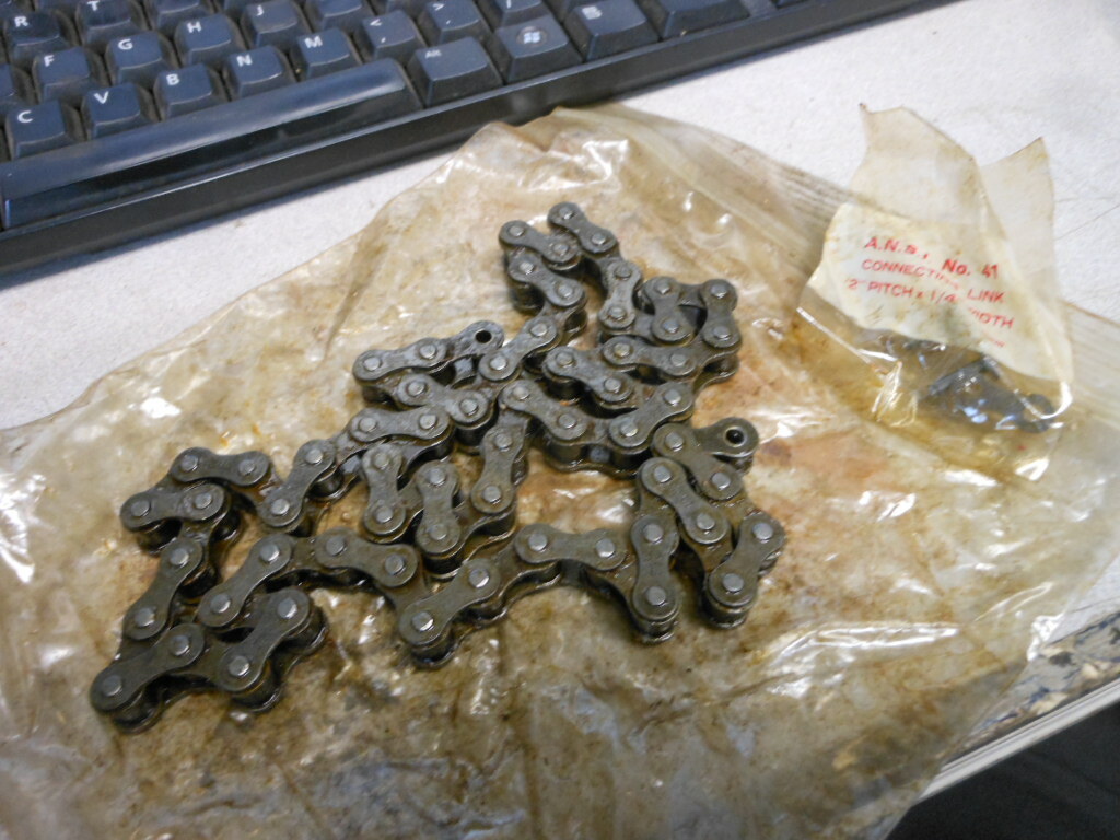 Vintage NOS TYC 1/2" Pitch x 1/4" Width 64L 64 Link Chain w/ Connecting ...