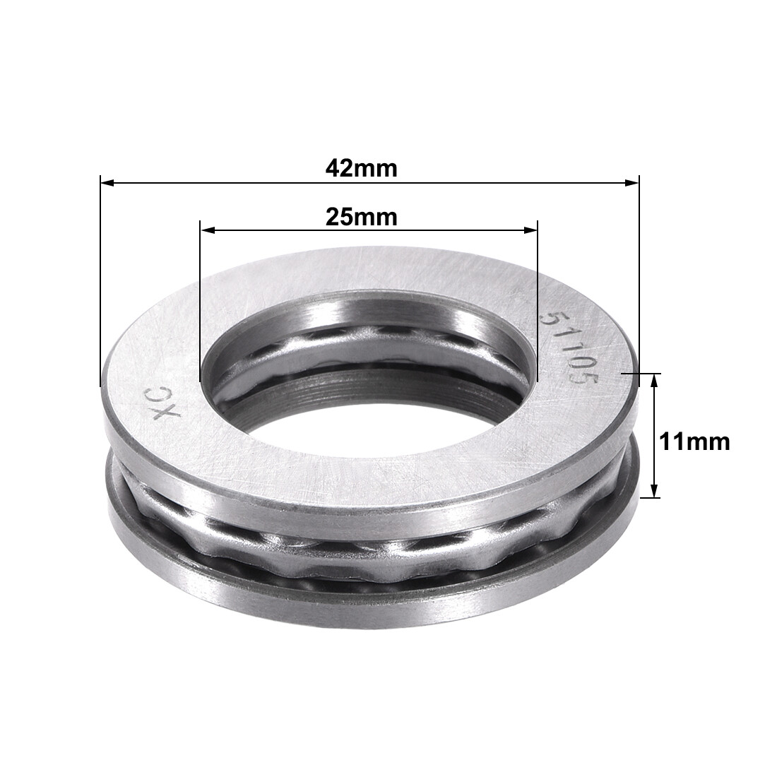 51105 Single Direction Thrust Ball Bearings Flat Seat Chromium ...