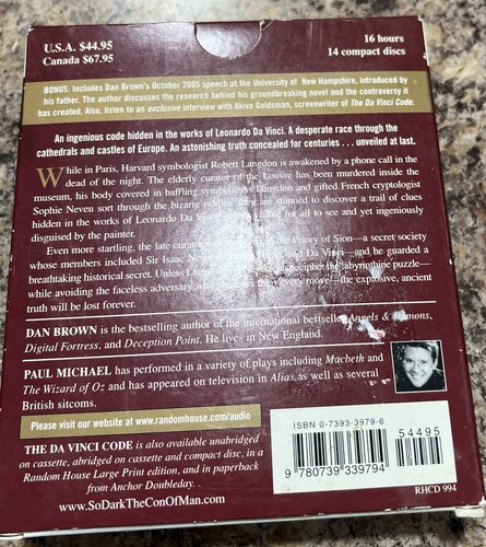 The DaVinci Code by Dan Brown Audiobook | eBay