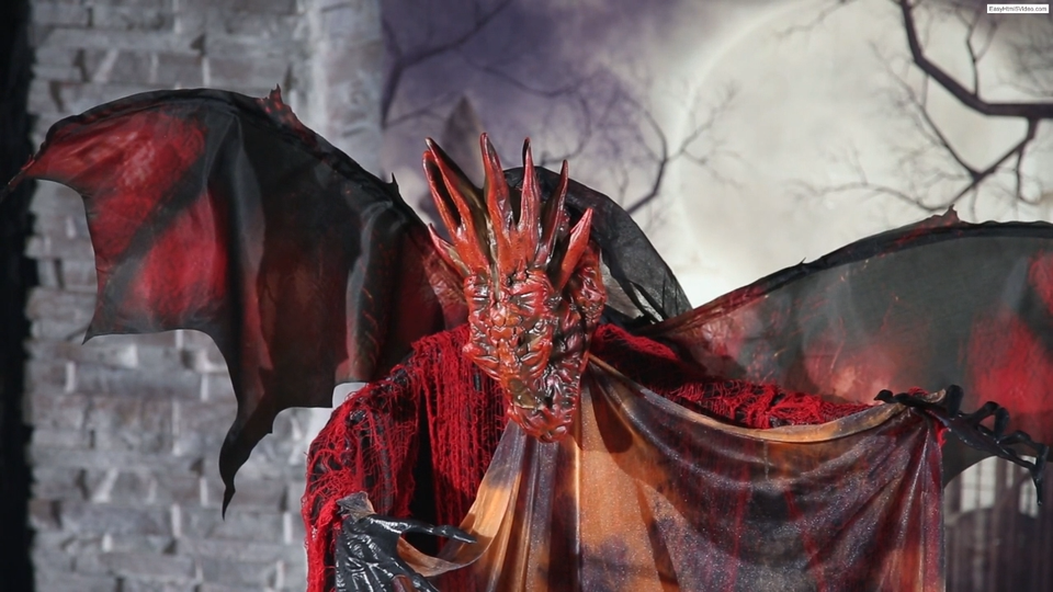 Halloween 6 Ft. Standing Animatronic Black & Red Dragon Man Decoration ...