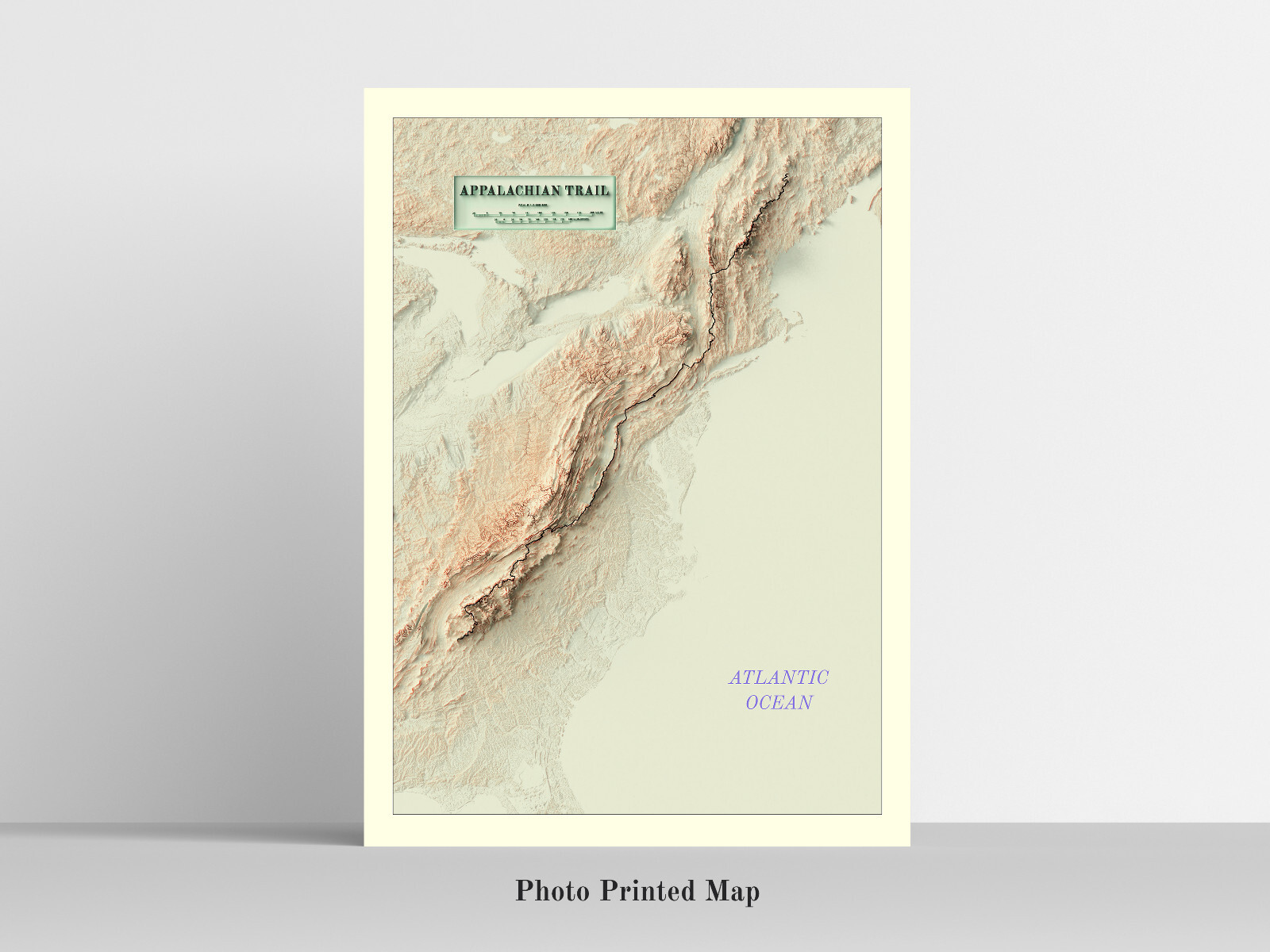 Appalachian Trail Map, Appalachian 2D Relief Map - 2D Flat Print | eBay