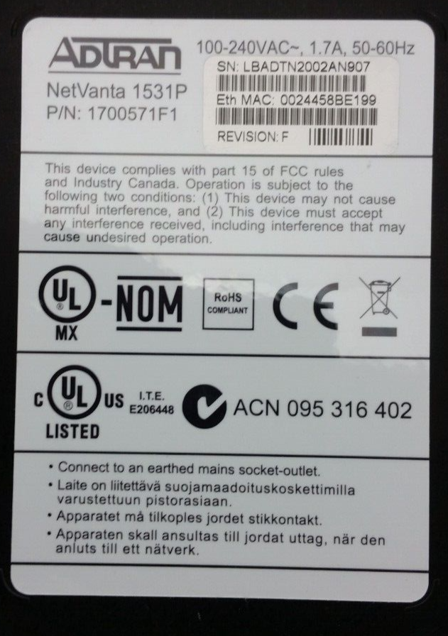 ADTRAN NETVANTA 1531P 12 PORT GIGABIT L3 lite SWITCH 8 PORTS POE+ 65W 2 ...