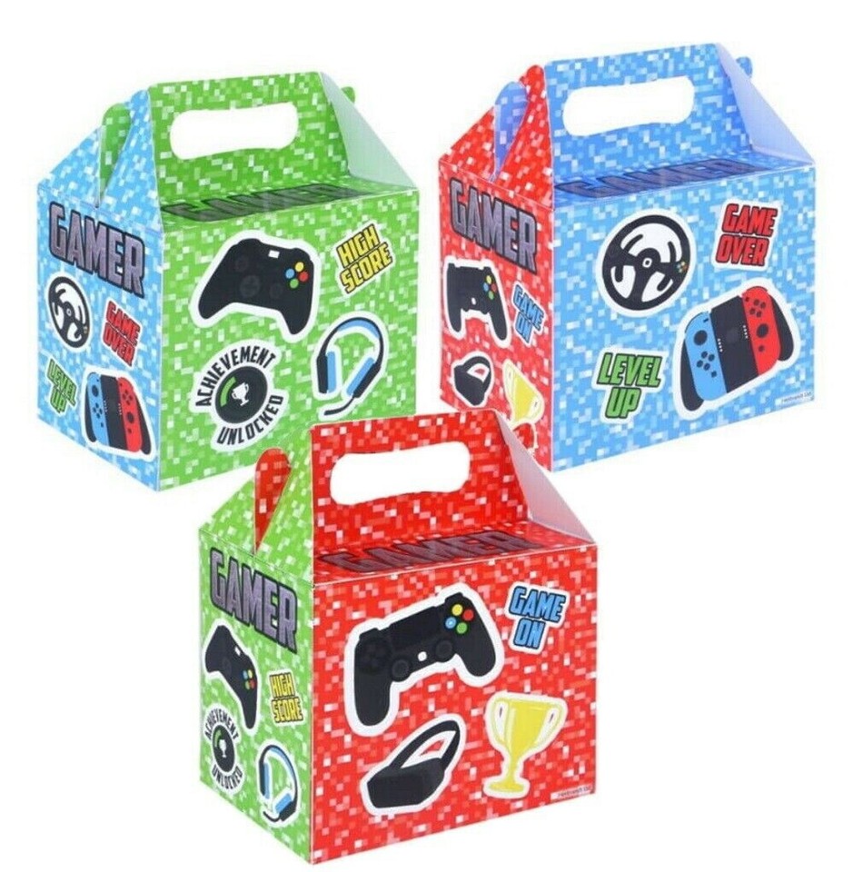 6 x Childrens Kids Themed Party Boxes Carry Food Meal Box Birthday Gift ...