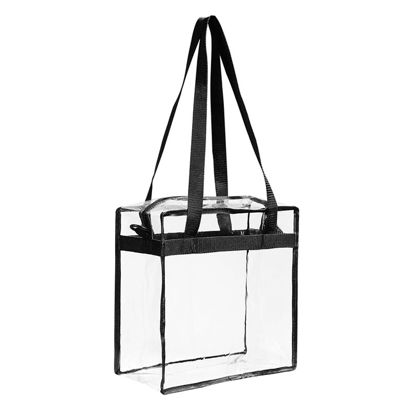 2x Clear PVC Tote Bag Women Large Transparent Handbag Zip Purse Stadium ...