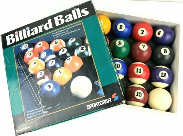 Sportcraft Professional Style Billiard Balls Complete Set 2 1/4" Pool ...