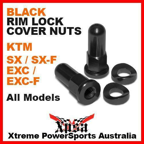 MX BLACK RIM LOCK COVER NUTS KTM SX EXC 125 200 250 350 450 500 DIRT ...