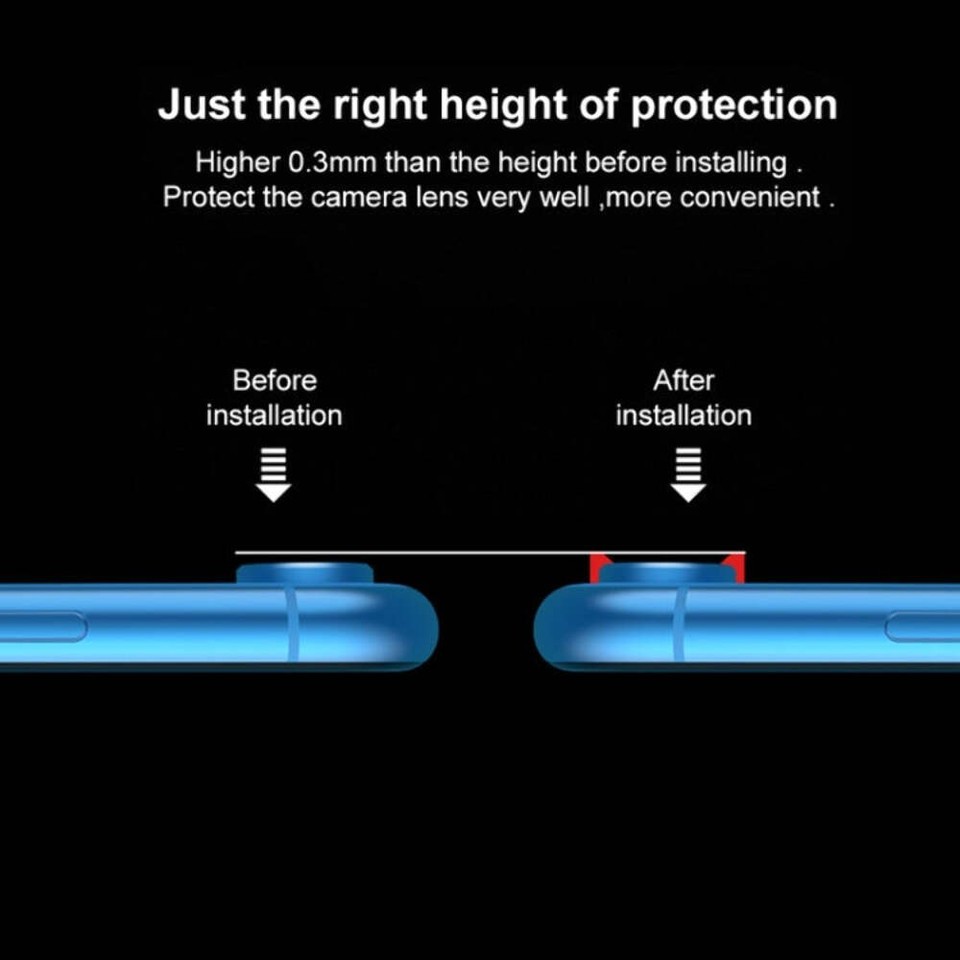 For iPhone XR Titanium Alloy Metal Camera Lens Protector Tempered Glass ...
