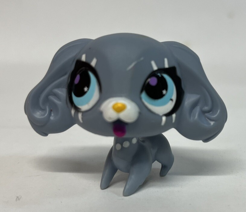 Hasbro Littlest Pet Shop #2846 Gray Cocker Spaniel Dog Blue Eyes LPS | eBay