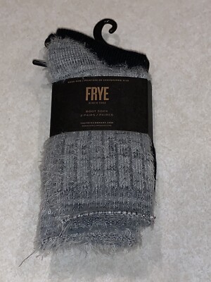 FRYE Super Soft Crew Socks 2 Pair Women’s 5-10 Black Gray Poly Blend ...