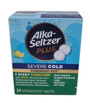 Alka-Seltzer Plus Powerfast Fizz Severe Night Cold Medicine 24 Tablet ...