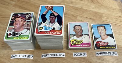1965 Topps Baseball Cards 1-250 (P-NM) - You Pick - Complete Your Set ...