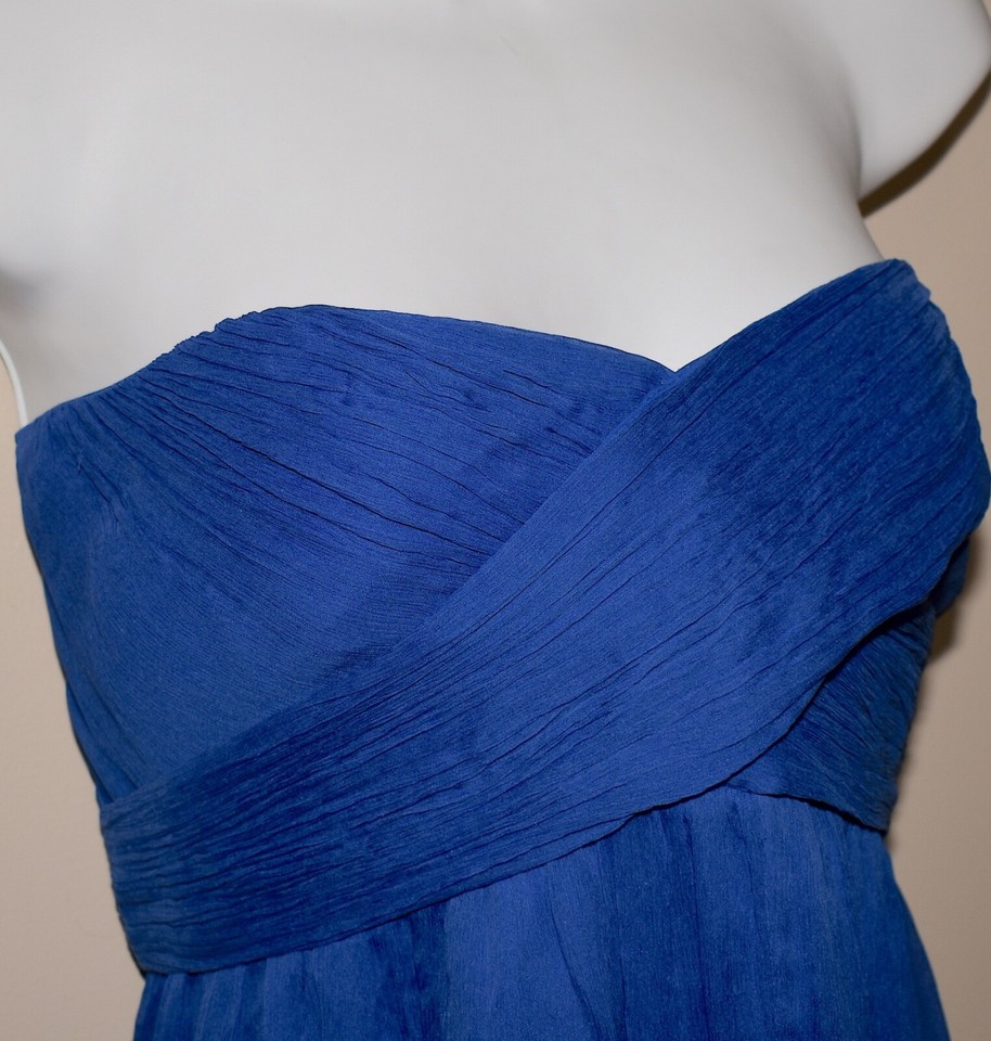 NEW J Crew Taryn Royal Blue Strapless Dress sz 18 Silk Chiffon $250 NWT ...