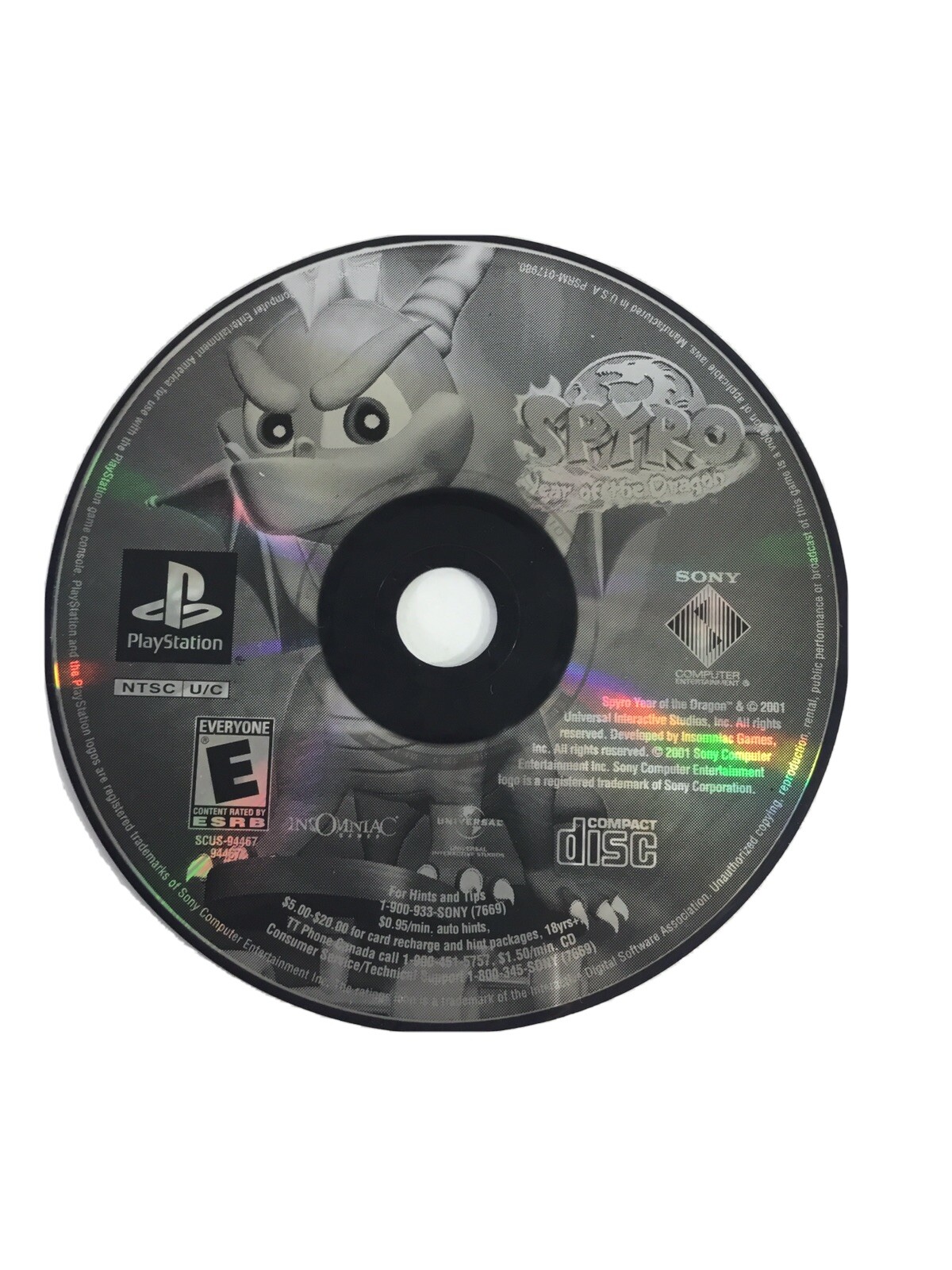 Spyro: Year of the Dragon Sony PlayStation 2001 Disc Only Untested ...
