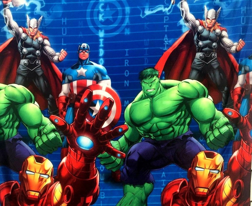 LARGE 65" / 41" Marvel ~Avengers~ Wall Tapestry Thor, Iron Man, Hulk ...