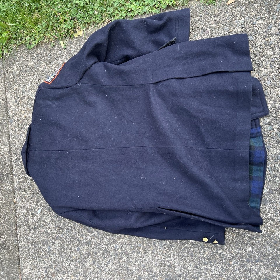 Vintage New York Police Peacoat Jacket NYPD Wool Reefer Choker Plaid ...