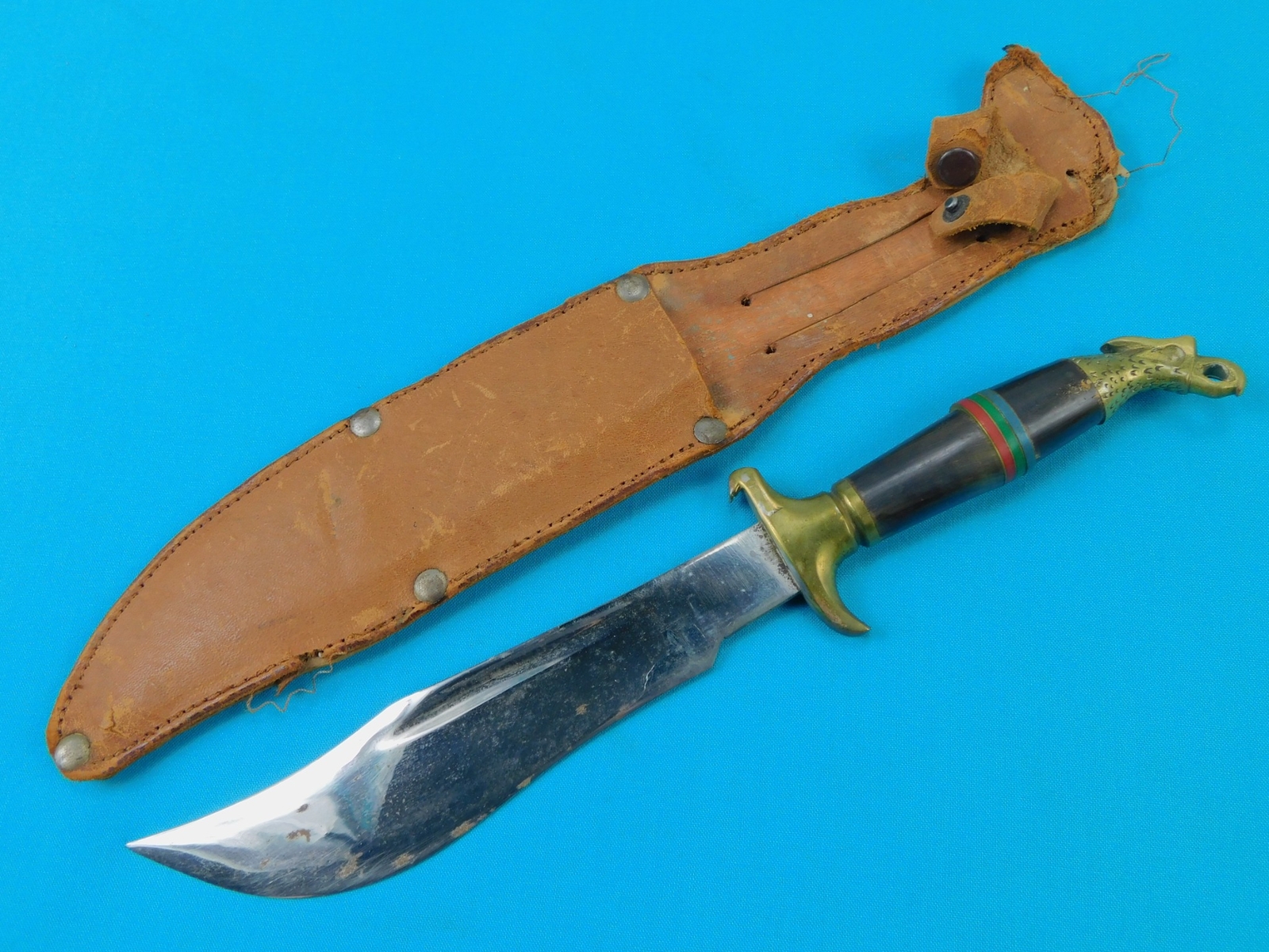 Vintage Mexican Mexico Eagle Head Bowie Knife w/ Sheath | eBay