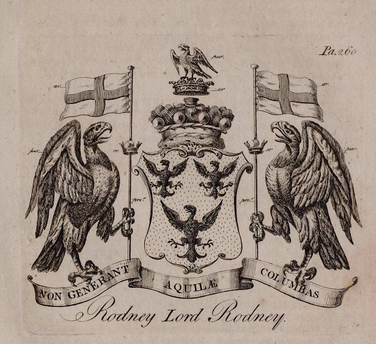 1779 ANTIQUE PRINT ~ RODNEY ~ FAMILY CREST COAT OF ARMS | eBay