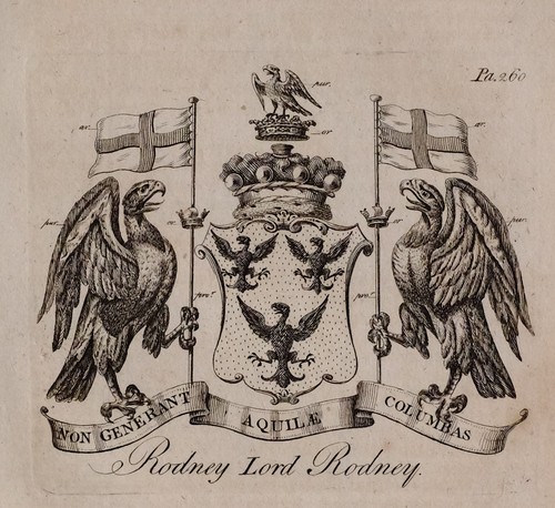 1779 ANTIQUE PRINT ~ RODNEY ~ FAMILY CREST COAT OF ARMS | eBay UK