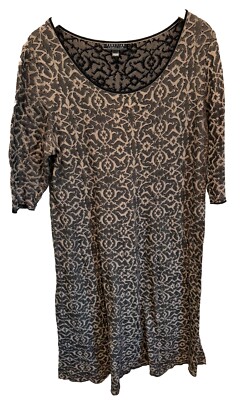 PERUVIAN CONNECTION Knit Dress XL 100% Pima Cotton 3/4 Sleeves. Brown ...