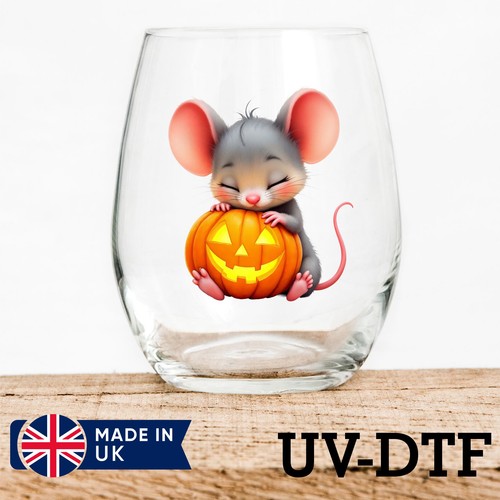 Halloween Pumpkin Mouse 8pcs UV DTF Stickers - Glass Laptop Tumbler Cup ...