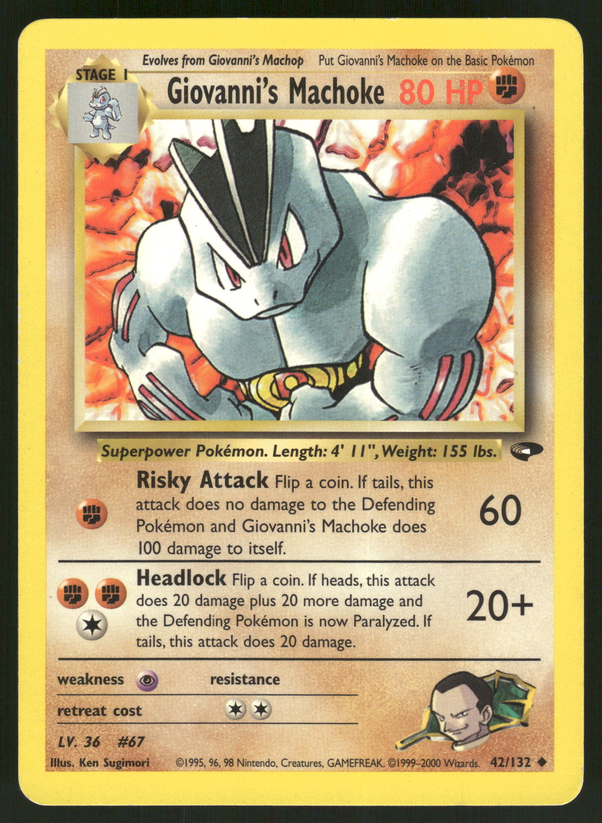 Giovanni's Machoke MP 042/132 Gym Challenge Pokemon Card | eBay