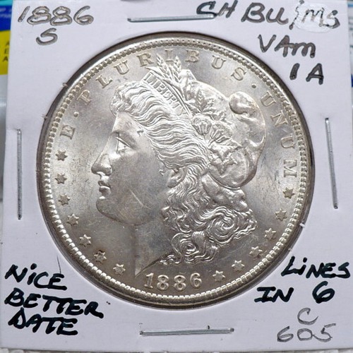 1886-S $1 MORGAN SILVER DOLLAR, CH BU/MS, BETTER DATE, VAM 1A, NICE ...