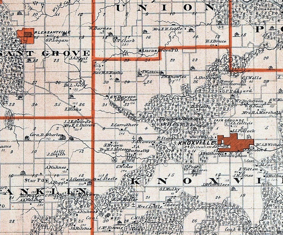 1875 Andreas Iowa Map Marion County Knoxville Pella Pleasantville ...