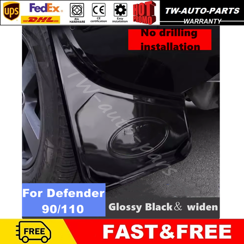 Gloss Black Widen Mud flaps Mudguards Fenders Fits for Defender 110 90 ...