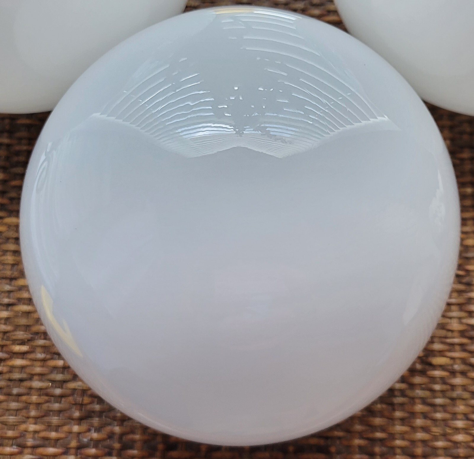 Vintage Thick White Glass Light Shade Globe Round Light Fixture 3 ...
