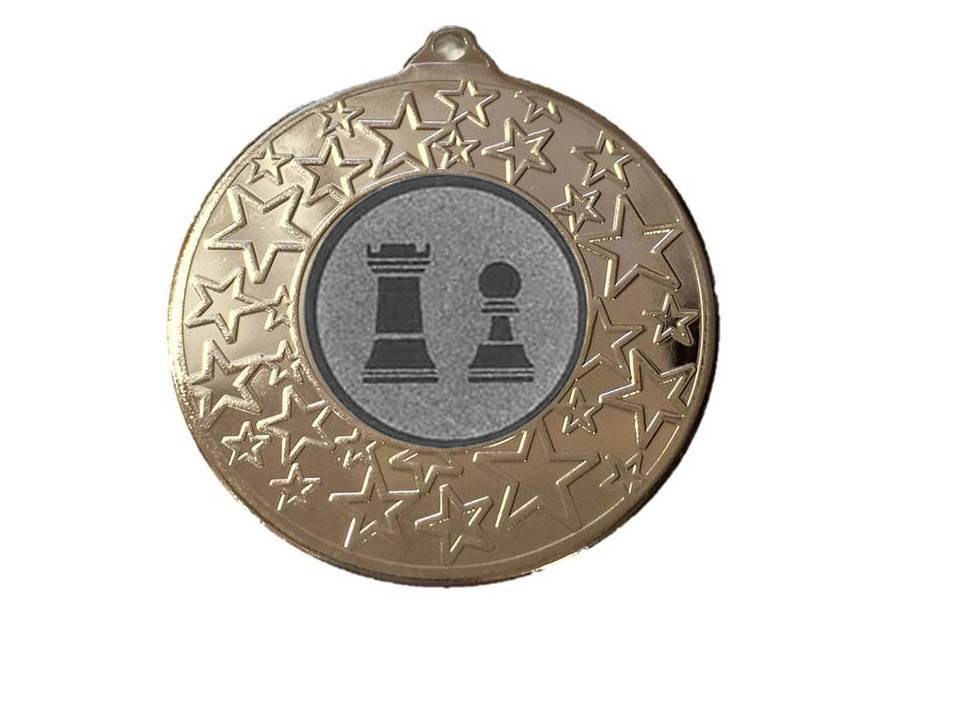 50mm Chess Medal with free medal ribbon Gold Silver or Bronze (M1586)cl ...