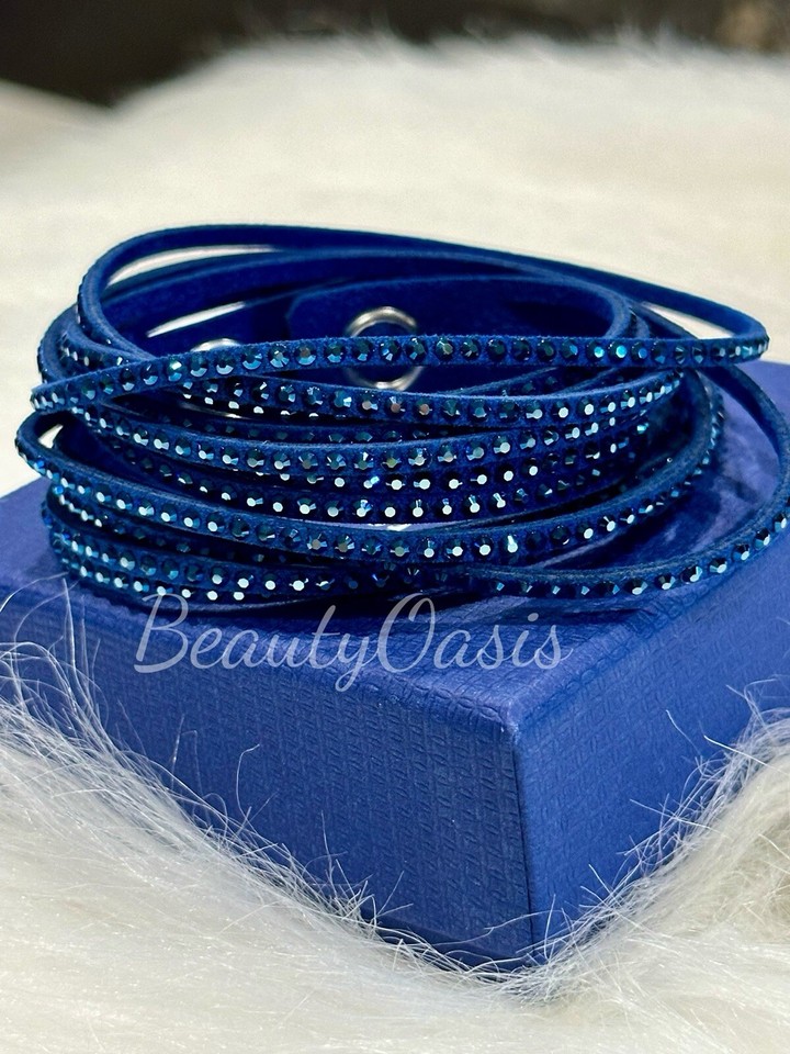 Swarovski Deluxe Slake Crystal Leather Wrap Bracelet, Choose Color (cc ...