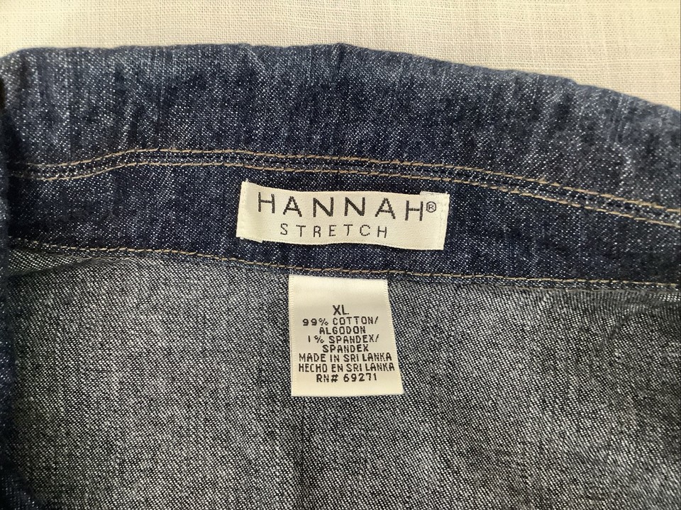 Hannah/Women’s Denim Button Down Fitted Stretch 3/4 Sleeve Jacket/Size ...