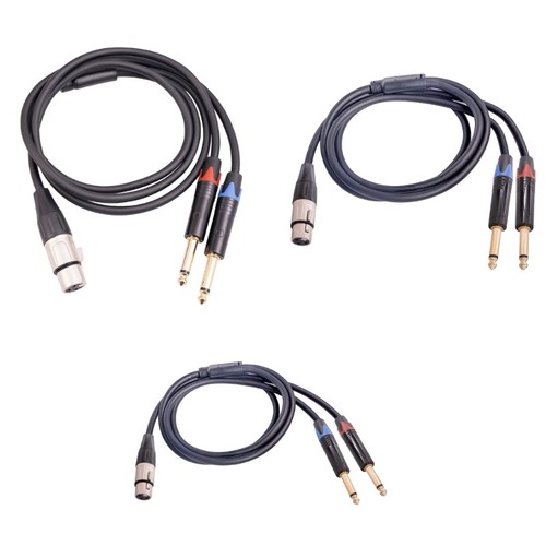 3-Pin XLR Female to Dual 6.35mm 1/4 TS Mono Microphone Patch Cable for ...