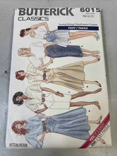Butterick Classics Vintage Pattern 6015 Tops Size 12/14/16 | eBay