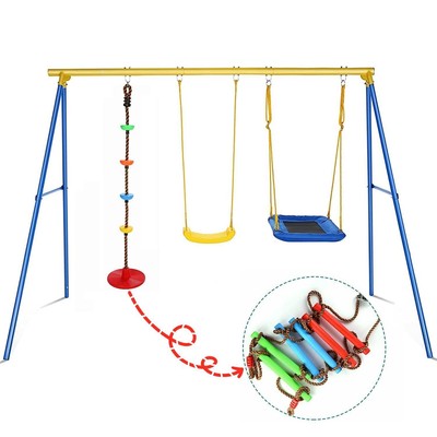 4-in 1 Swing Sets for Backyard Outdoor Swing Stand 440lbs Heavy Duty 56 ...