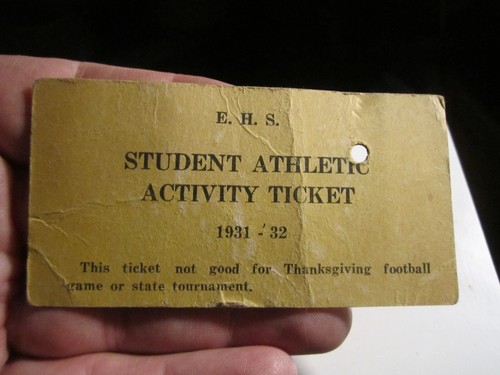 1931 E. H. S. STUDENT ATHLETIC FOOTBALL TICKET PASS CARD - SC | eBay