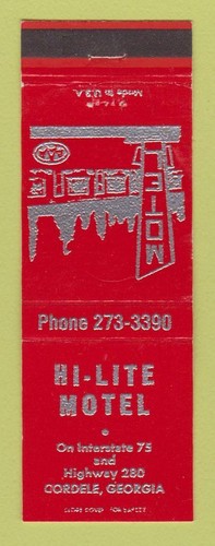 Matchbook Cover - Hi Lite Motel Cordele GA | eBay