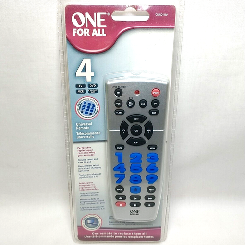 New! One For All 4 Universal Big Button Remote Control CURC4110 TV DVD ...