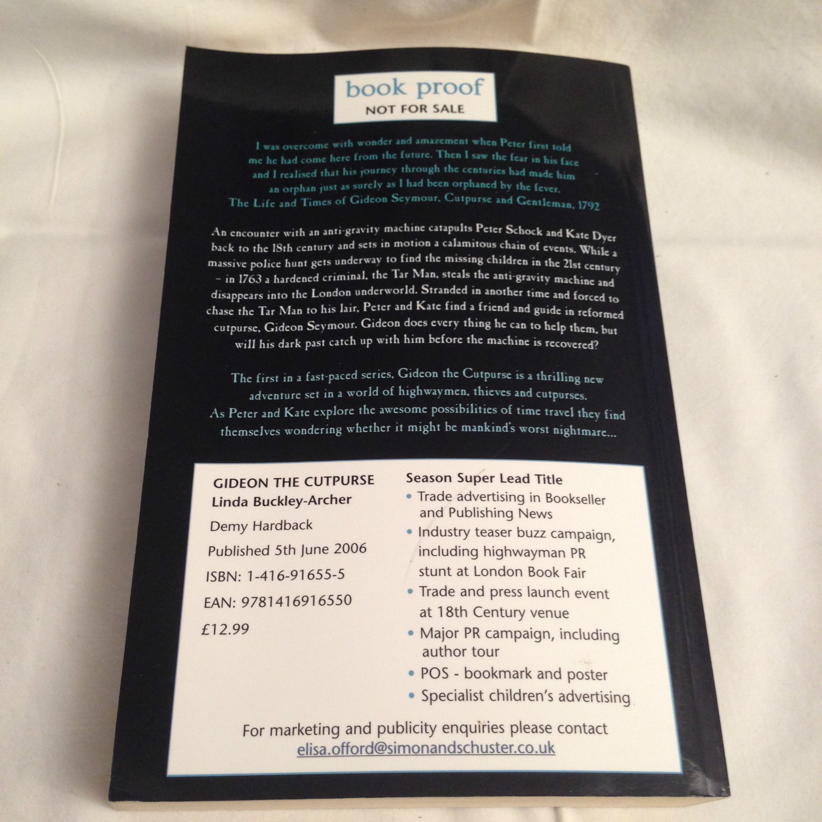 Linda Buckley-Archer - Gideon the Cutpurse - Uncorrected Proof - 2006 ...