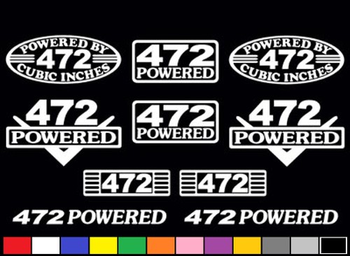 10 DECAL SET 472 CI V8 POWERED ENGINE STICKERS EMBLEM CADDY VINYL DECALS