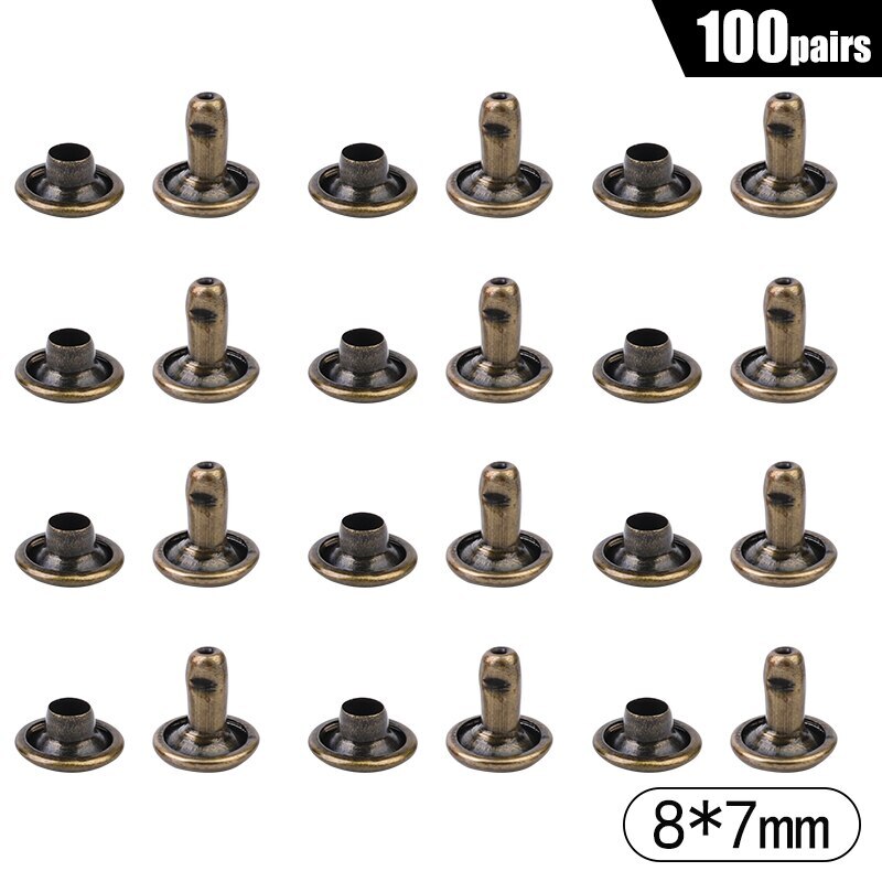 100Pcs Metal Double Cap Rivets Round Screw Nail Strap Rivets for ...
