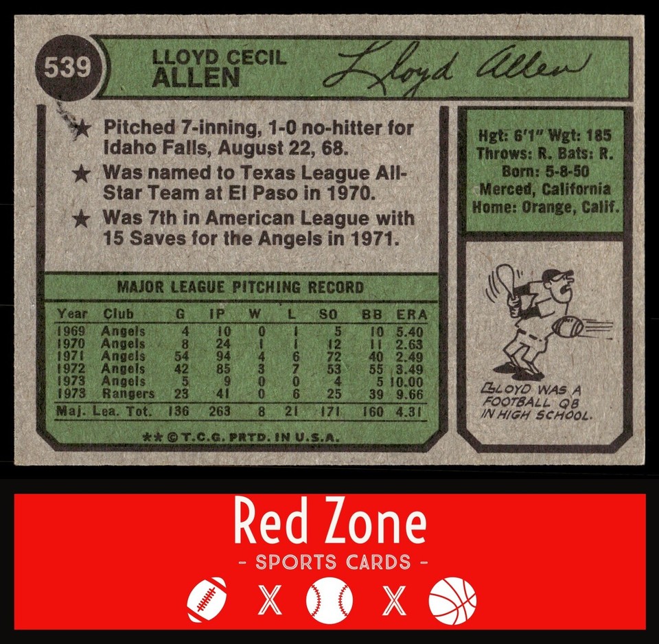 1974 Topps - #539 Lloyd Allen EX | eBay