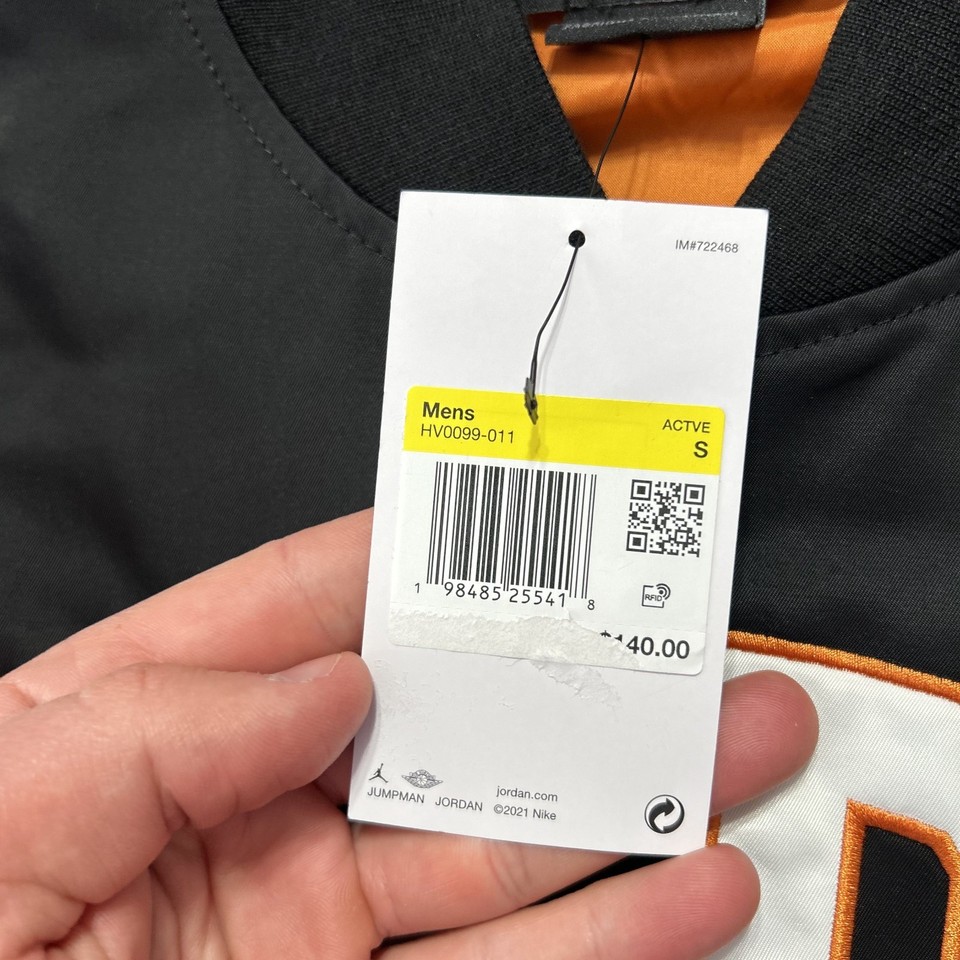 Jordan Mens Size S Orange Black Brooklyn Collegiate Varsity Long Sleeve ...