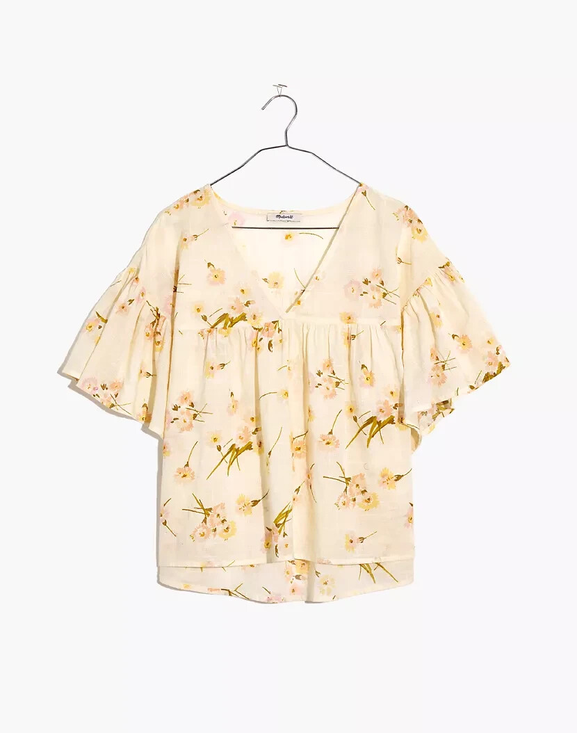 Madewell Women's Flutter-Sleeve Rhyme Top in Floral Print Small Mc748 ...