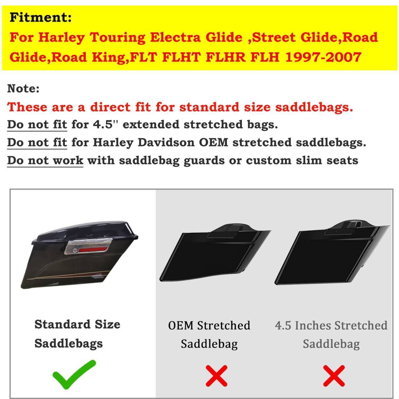 Gloss Black Stretched Extended Side Cover For Harley Road Electra Glide ...