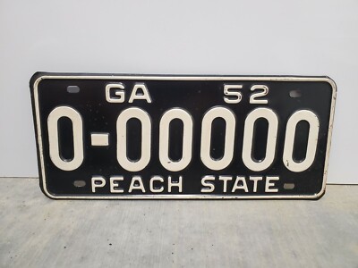 VINTAGE 1952 GEORGIA SAMPLE LICENSE PLATE 0-00000 ORIGINAL PAINT | eBay