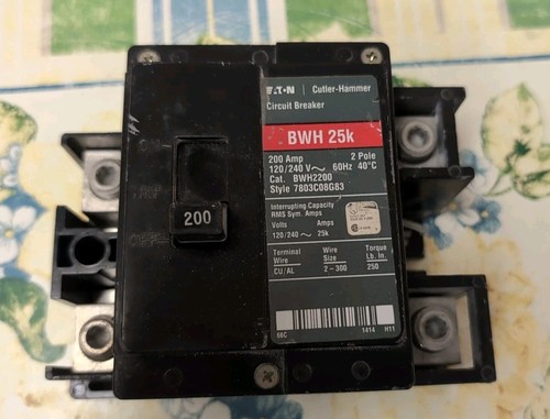 Eaton/Cutler Hammer BWH2200 25k 200 Amp 2 Pole 120/240v Circuit Breaker ...
