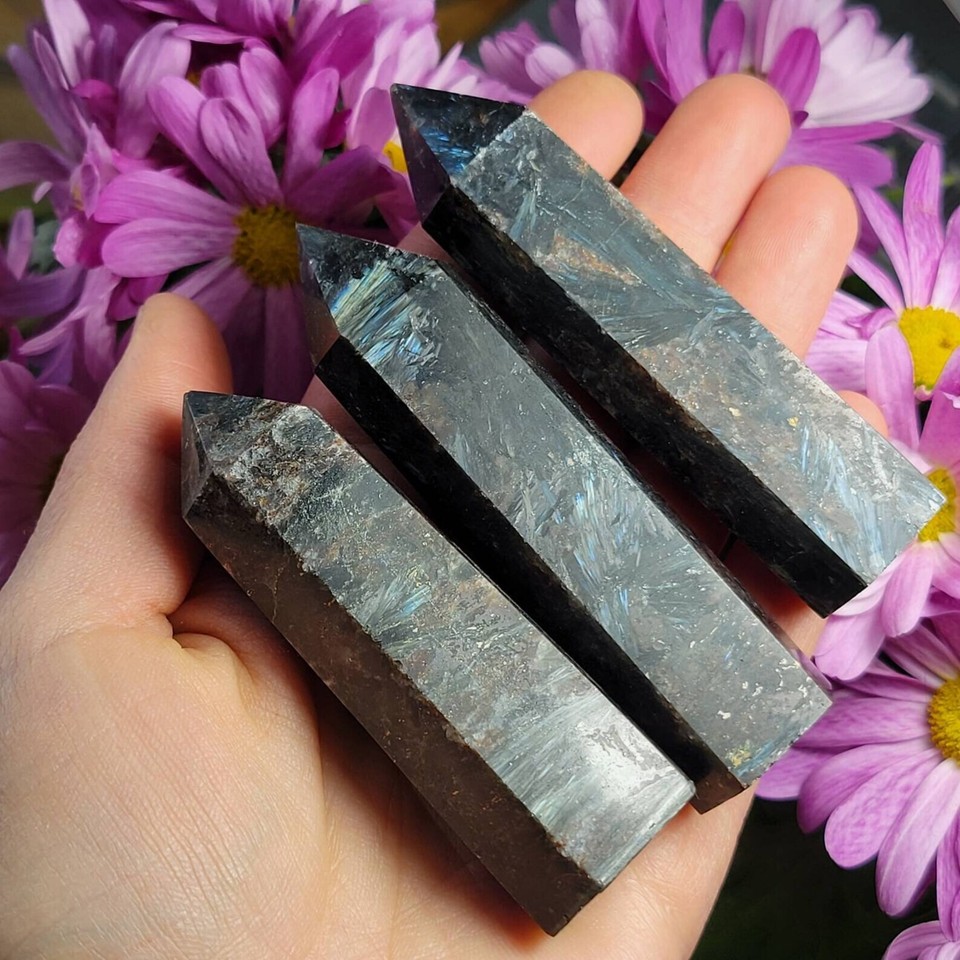 2025NEWFIND Arfvedsonite Tower Point Flash Stone Wand Healing Reiki ...