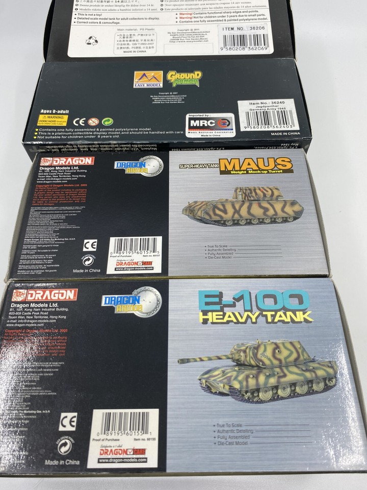 2 Dragon Armor Maus 60157 E-100 60155 & EM Maus Jagdpanther 1/72 Scale ...