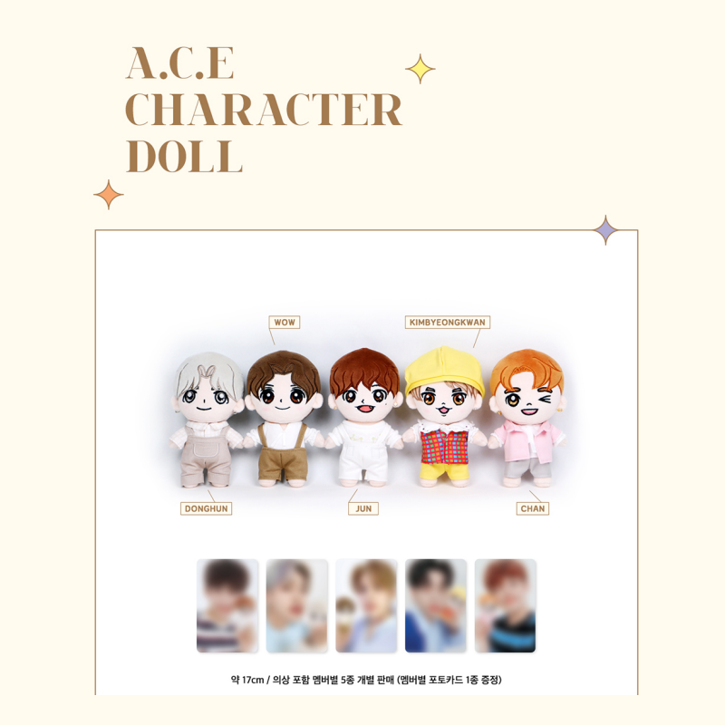 A.C.E ACE 에이스 OFFICIAL CHARACTER PLUSH DOLL with PHOTOCARD + Tracking ...